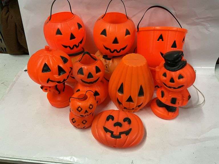 Tote of Plastic Pumpkins - Hamilton-Maring Auction Group