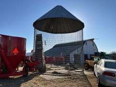 Metal Corn Crib, 14ft diameter, 20ft Tall - Hamilton-Maring Auction Group