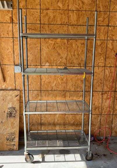 4 shelf rolling wire shelving unit - Hamilton-Maring Auction Group