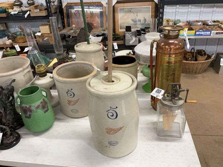 Red Wing 5 Gallon Big Wing Butter Churn, Sells With Lid/Dasher, Lid Has ...