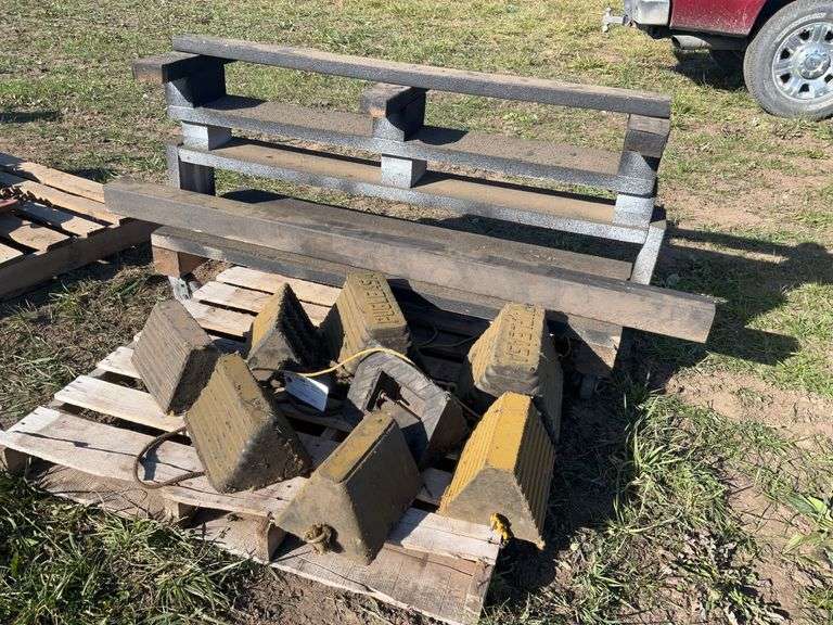 Rolling Wooden Cart Coated in Undercoating, Assorted Rubber Tire Blocks ...