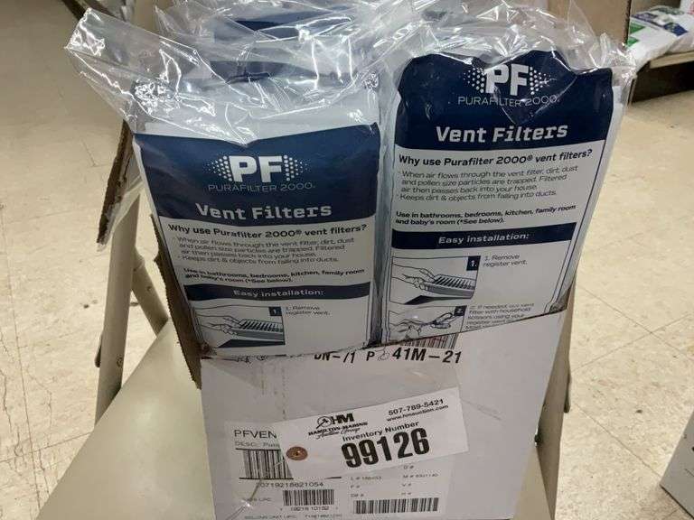 (12) Purafilter 2000 Vent Filters - Aisle 17 - Hamilton-Maring Auction ...