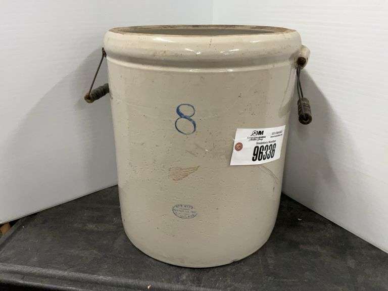 Redwing Stoneware 8 Gallon, Small Wing Crock, Metal And Wooden Bail ...