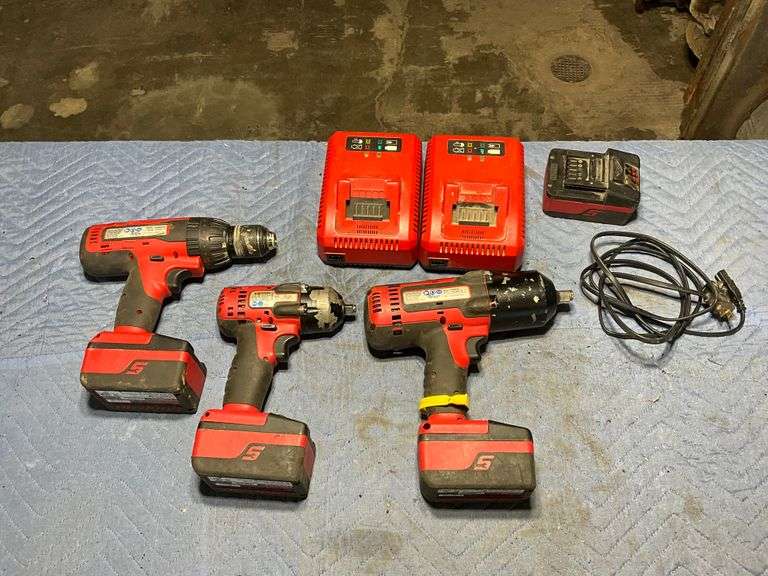Snap-On 18V Drill & 1/2" Impact & 3/8" Impact w/ ( - Hamilton-Maring Auction Group