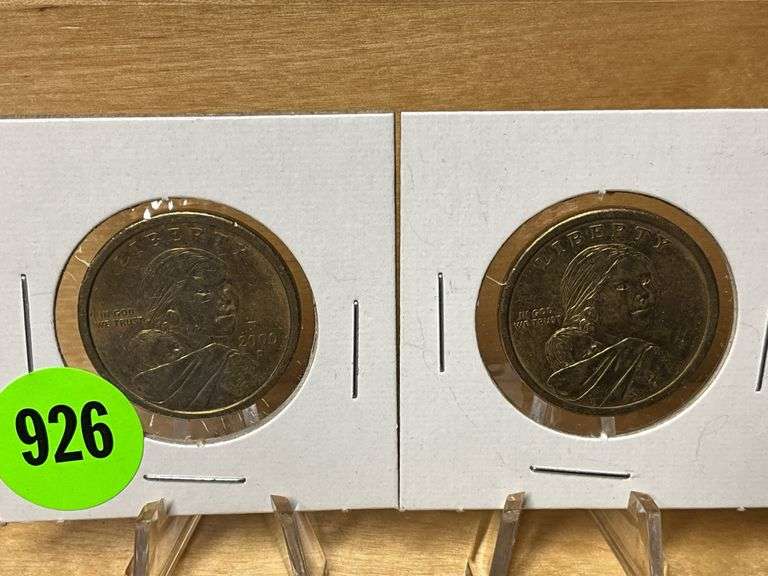 (2) Sacagawea One Dollar Coins, $2.00 Face Value, - Hamilton-Maring ...