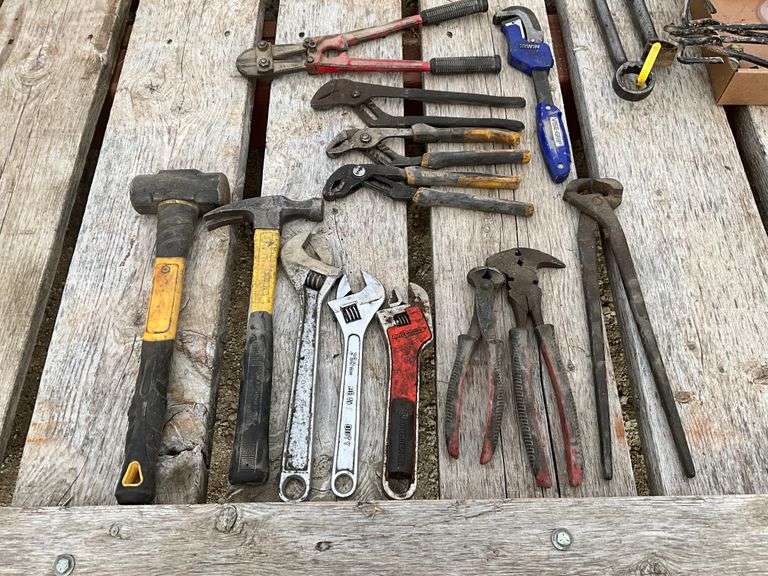 Flat of channel locks, crescent wrenches, misc too - Hamilton-Maring ...