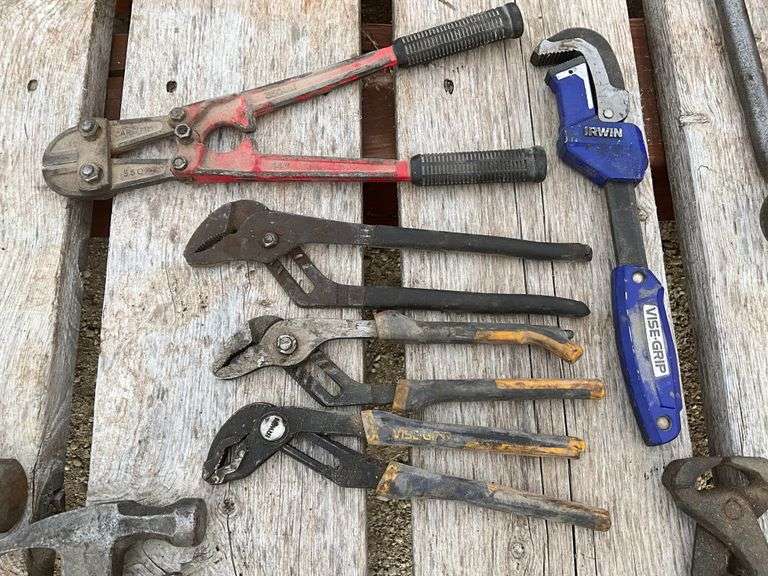 Flat of channel locks, crescent wrenches, misc too - Hamilton-Maring ...