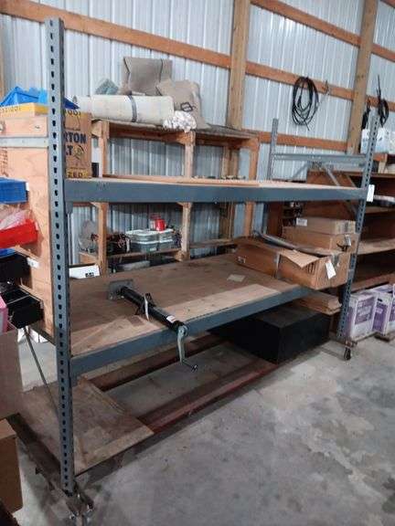3 Tier Rolling Shop Shelving with Wooden Shelves a - Hamilton-Maring ...