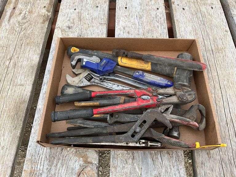 Flat of channel locks, crescent wrenches, misc too - Hamilton-Maring ...