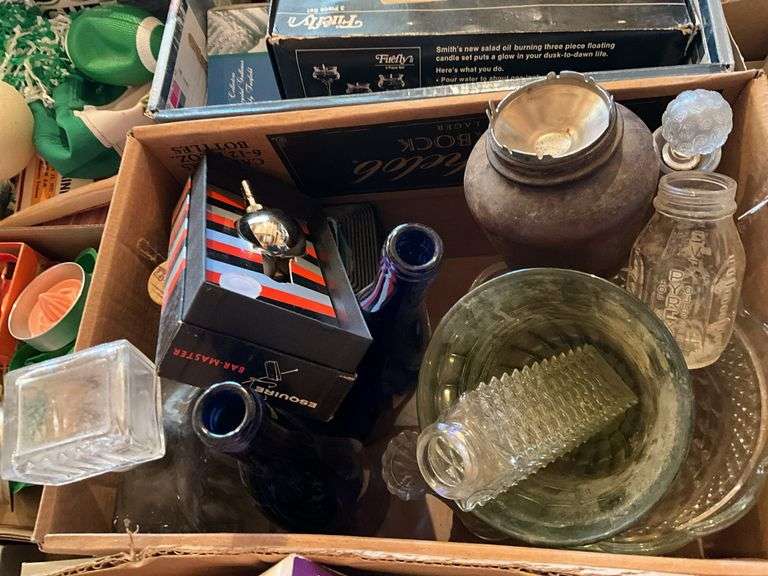 Assorted Colored Glass Items - Bottles, Bowls, Vas - Hamilton-Maring Auction Group