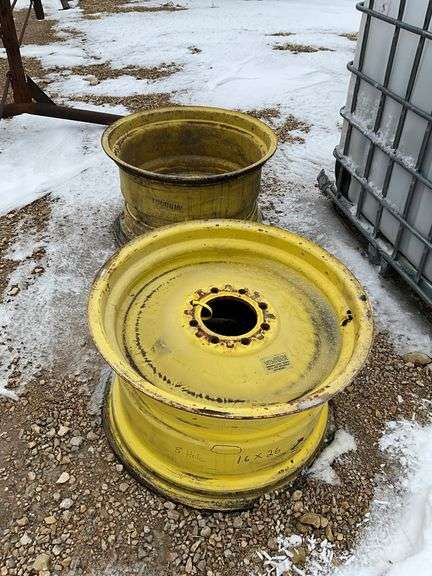 (2) 16"x26" 8 Hole Rims off JD Combine - Hamilton-Maring Auction Group