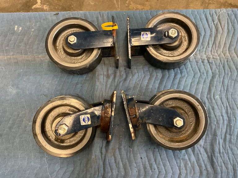 (4) Large caster wheels & brackets - Hamilton-Maring Auction Group