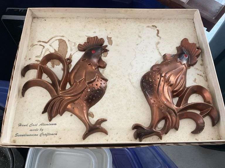 Spice Rack, Enamel Roasters, Hand Cast Roosters, T - Hamilton-Maring ...