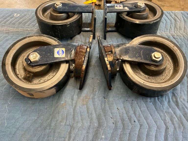 (4) Large caster wheels & brackets - Hamilton-Maring Auction Group
