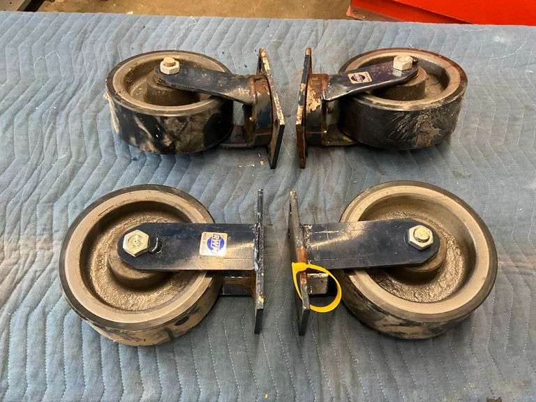 (4) Large caster wheels & brackets - Hamilton-Maring Auction Group