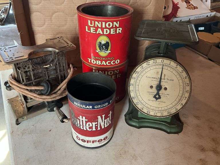 Antique Toaster, Scale, Tobacco Tins - Hamilton-Maring Auction Group