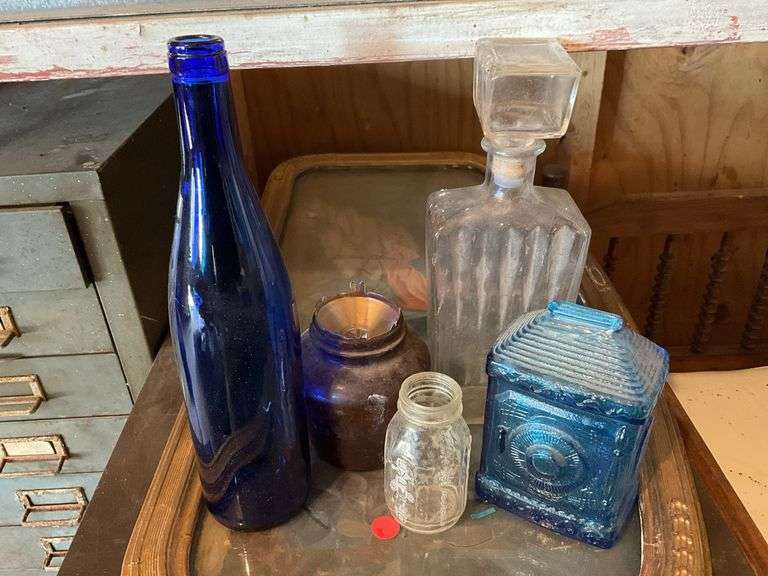 Assorted Colored Glass Items - Bottles, Bowls, Vas - Hamilton-Maring Auction Group