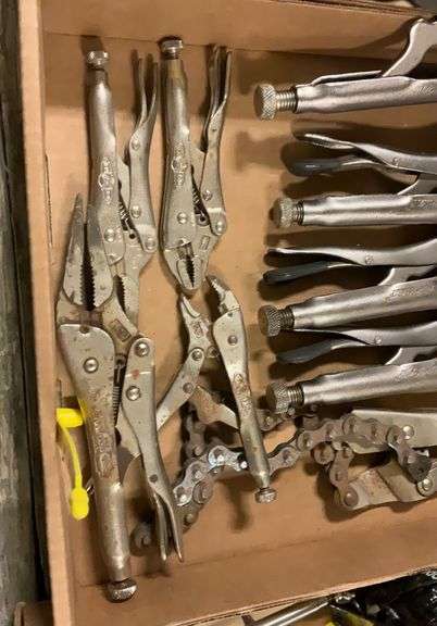 Flat of vice grips & clamps - Hamilton-Maring Auction Group