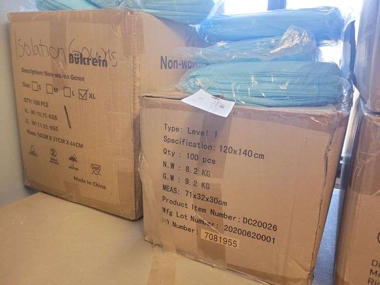 (2) Boxes Containing Isolation Gowns- Location PPE - Hamilton-Maring ...