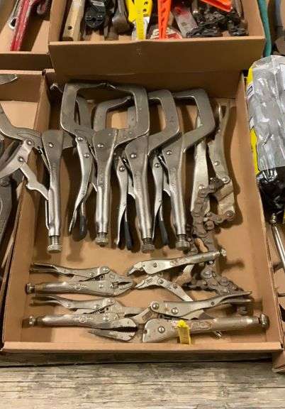 Flat of vice grips & clamps - Hamilton-Maring Auction Group