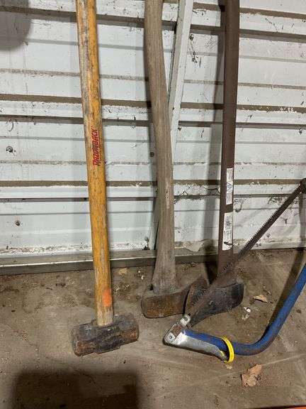 2 - axes, hand saw & sledge hammer - Hamilton-Maring Auction Group
