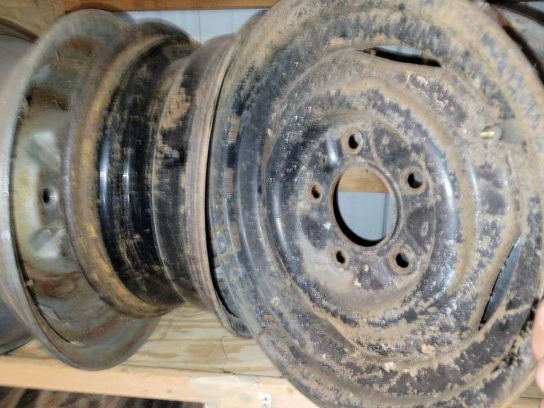 (2) Aluminum 5 Bolt Rims, (1) Steel Rim - Hamilton-Maring Auction Group