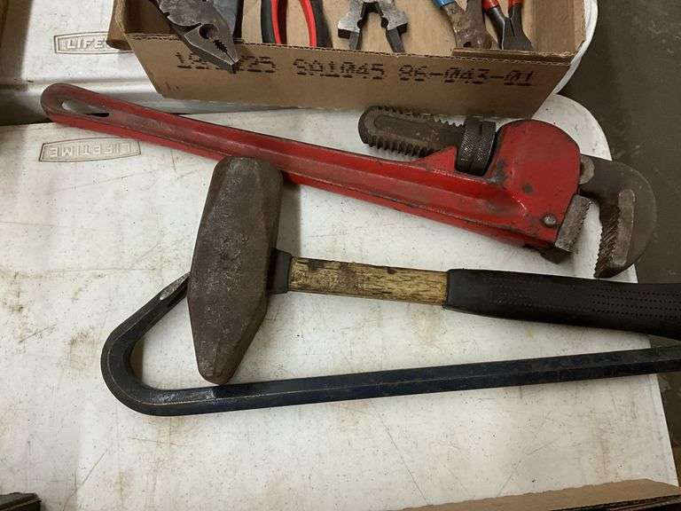 Assorted Hand Tools, Hammer, Pipe Wrench, Pliers, - Hamilton-Maring Auction Group