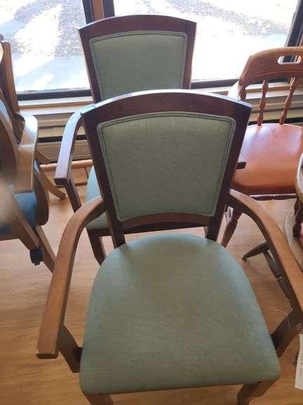(2) Wooden Padded Chairs, Located in Rose Wing Hal - Hamilton-Maring ...