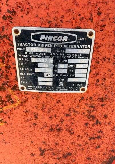 Pincor PTO Generator 50,000 watt - Hamilton-Maring Auction Group