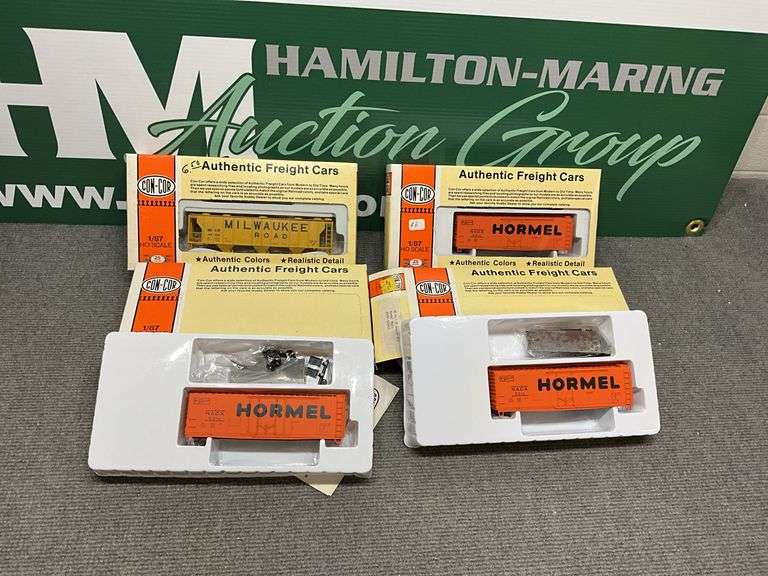 (4) Con-Cor Ho scale train cars kits; Hormel Meats - Hamilton-Maring ...