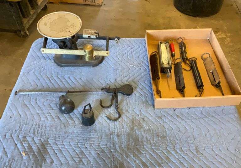 Shelf of Vintage Scales & Scale Parts - Hamilton-Maring Auction Group