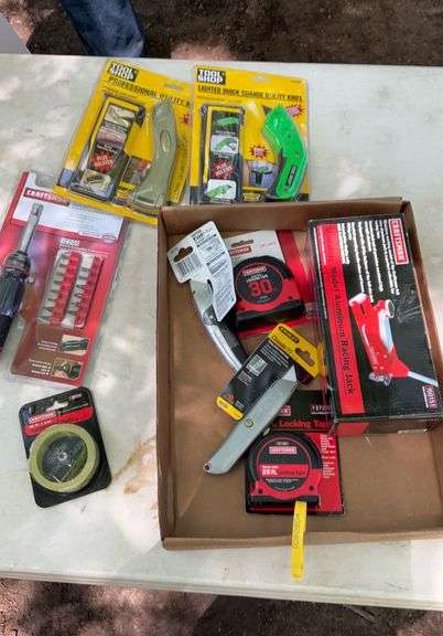 .Craftsman redi-bit screwdriver, craftsman mini model racing jack, tape ...