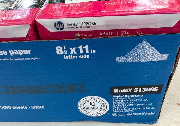 Case of staples copy paper - Hamilton-Maring Auction Group