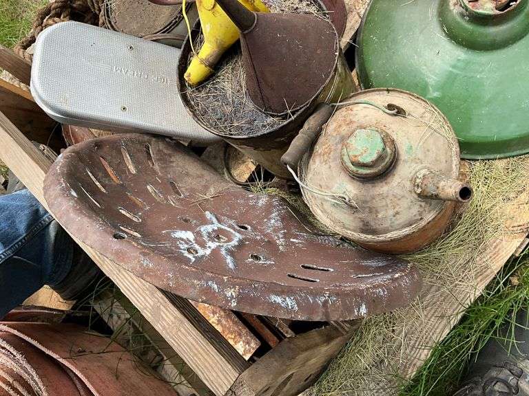 Vintage Items - Galvanized Pails, Oil Cans, Ceramic Light Fixture, Rope ...