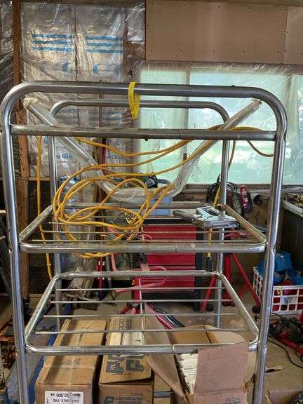wire cart with nails, staples, hardware - Hamilton-Maring Auction Group