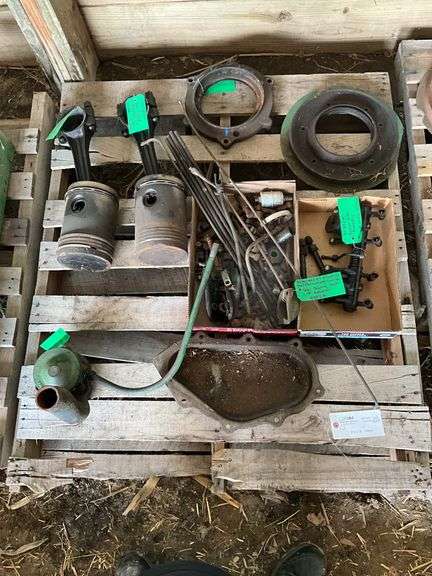 Pallet Of John Deere A Parts, Rocker Arms, Push Rods, Pistons, Part ...