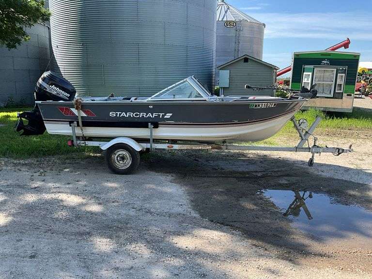 1987 StarCraft 16’Aluminum Boat, Johnson 90HP Motor, Open Bow, Full Win ...