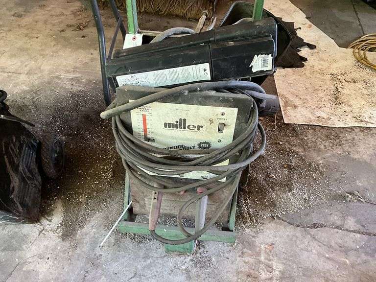 Miller 225 Volt Welder on Cart, Welding Rods, Leads, Helmet - Hamilton ...