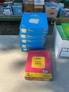 5 boxes of 3 tab file folders & colored paper & clasp envelopes ...
