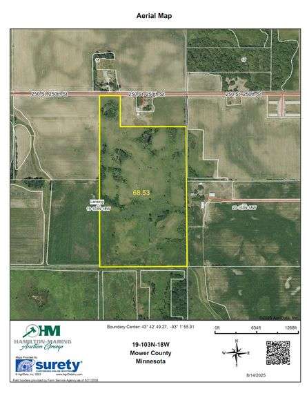 68.5 Acres in Mower County MN, Lansing Township, Section 19, Township ...