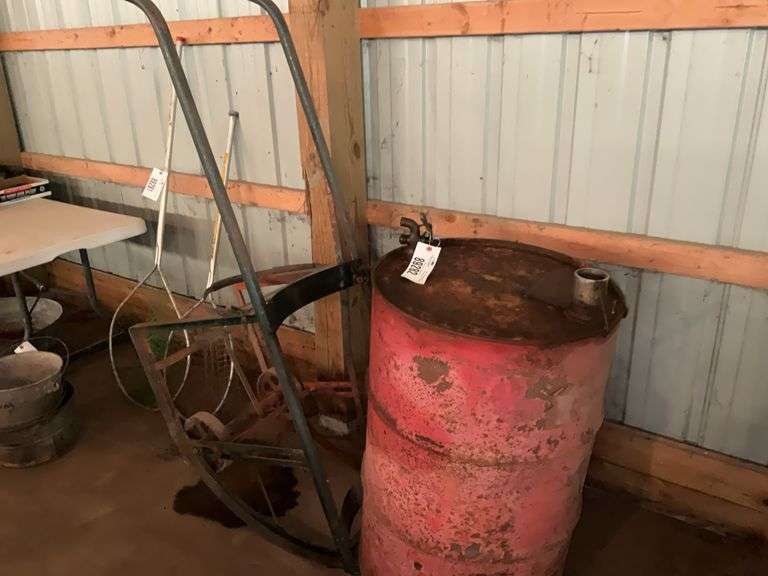Steel Wheel Barrel Cart with Barrel - Hamilton-Maring Auction Group