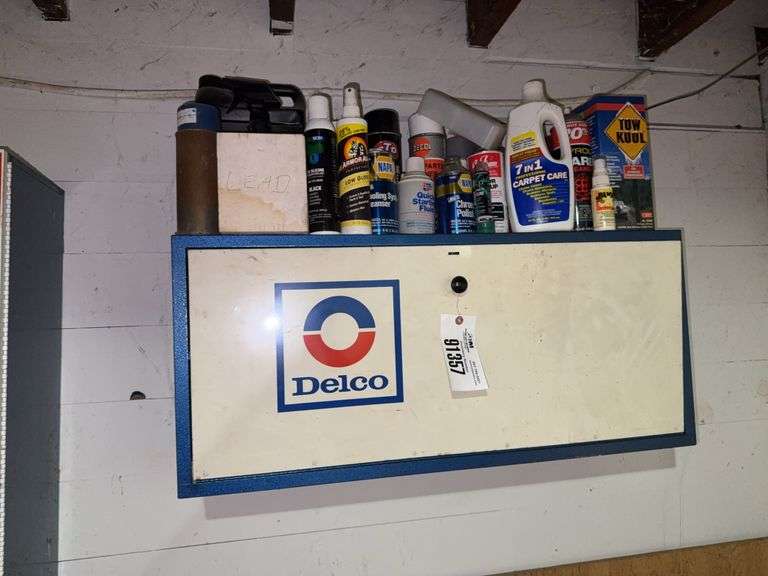 Delco Wall Hanging Cabinet with Assorted Shop Supplies, Buyer is ...