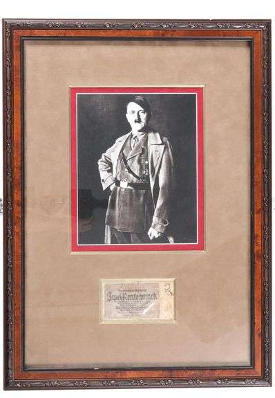 Framed Adolf Hitler Picture & Note - Montrose Auction, Inc