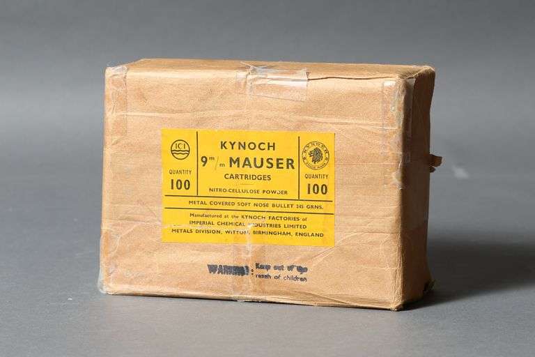1 Brick Vintage Kynoch 9mm Mauser Ammo - Montrose Auction, Inc