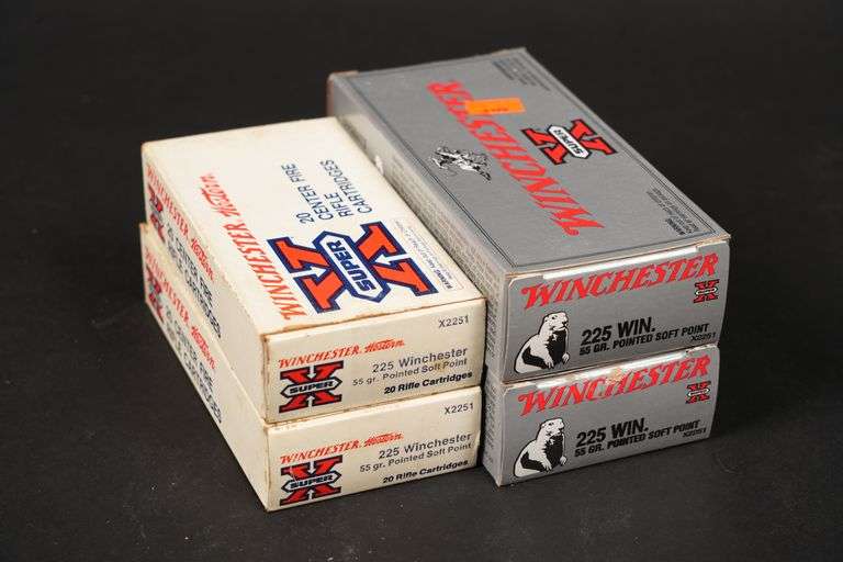 4 Bxs Winchester .225 Win Ammo - Montrose Auction, Inc