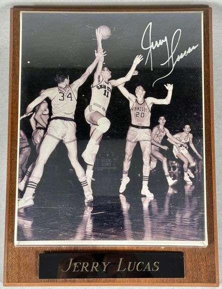 SIGNED Jerry Lucas Ohio State 8x10 Photo Plaque - Mantle Auctioneer