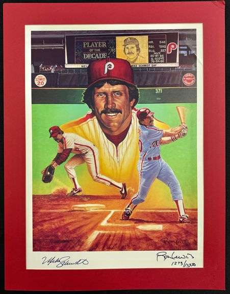 SIGNED LARGE Mike Schmidt Lithograph Ron Lewis /1500 AUTO - Mantle ...