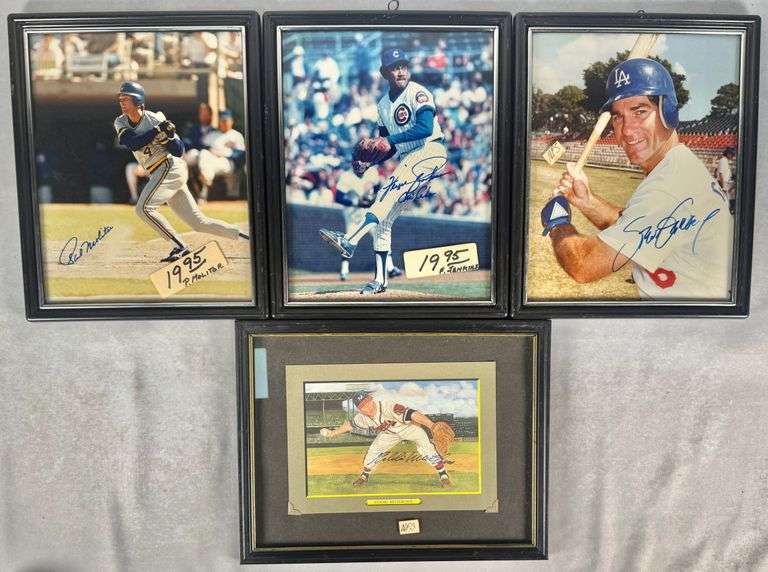 (4) SIGNED Baseball Photos/Prints Molitor, Fergie Jenkins, Eddie ...