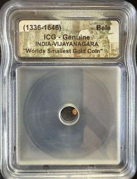Genuine India-Vijayanagara Worlds Smallest Gold Coin ICG - Mantle ...