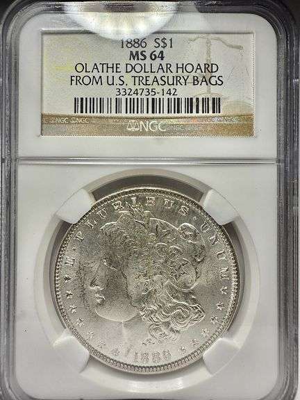 1886 Olathe Dollar Hoard Morgan Silver $1 MS64 NGC - Mantle Auctioneer